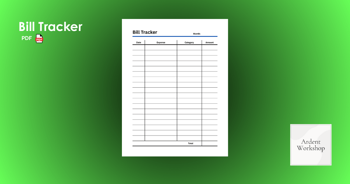 Bill Tracker - PDF | Ardent Workshop