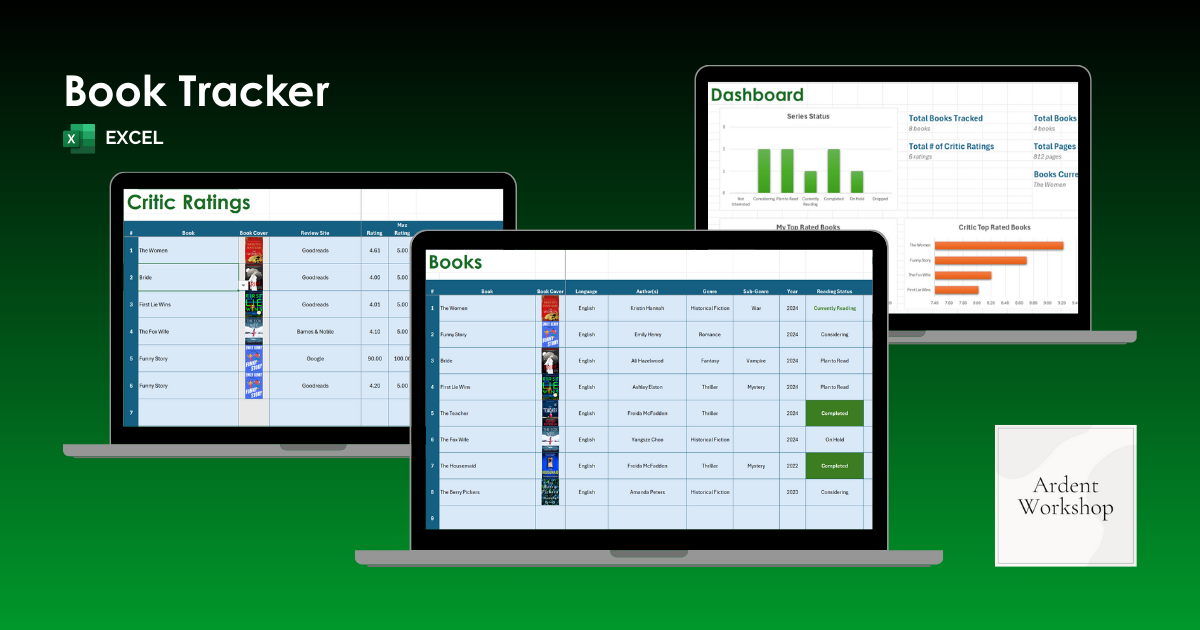 Book Tracker - Excel | Ardent Workshop