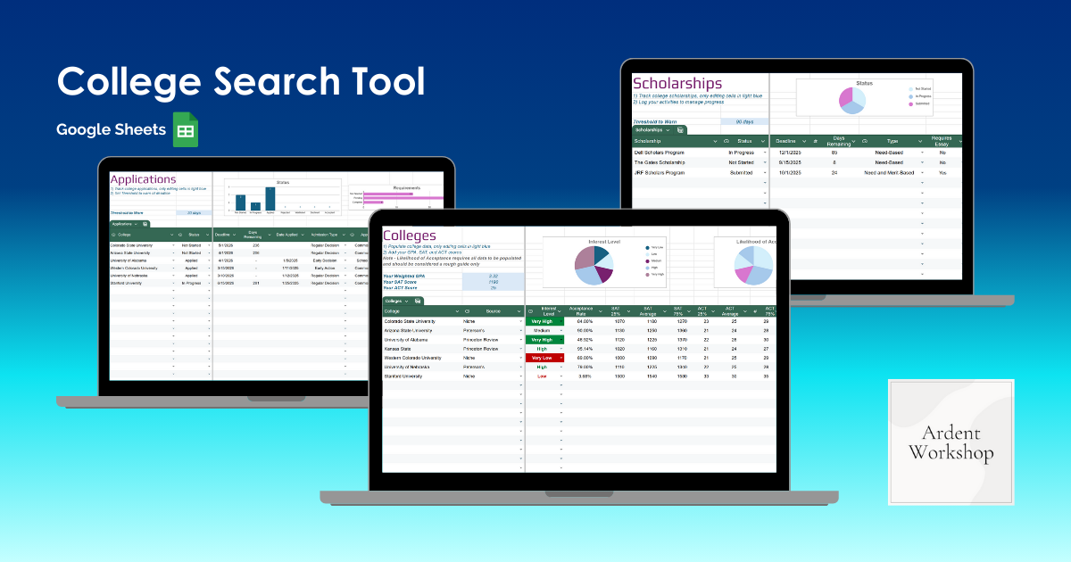 College Search Tool - Google Sheets | Ardent Workshop