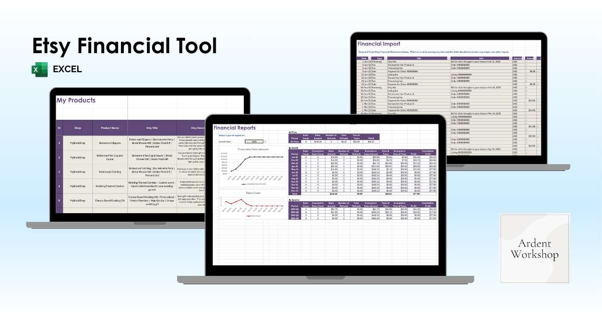 Etsy Financial Tool - Excel | Ardent Workshop