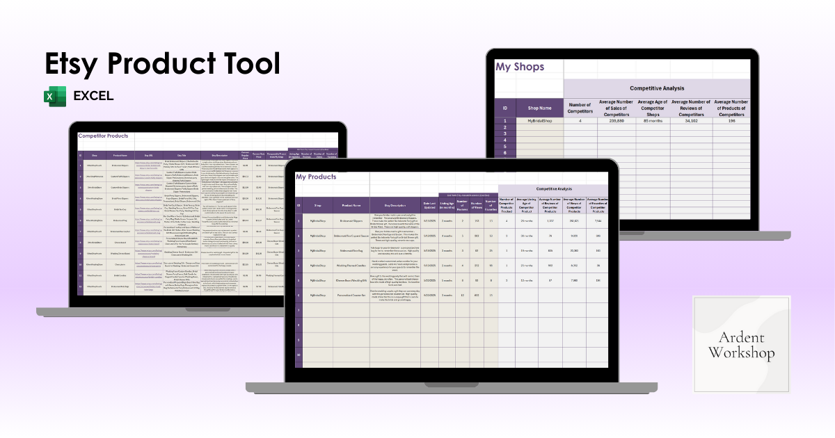 Etsy Product Tool - Excel | Ardent Workshop