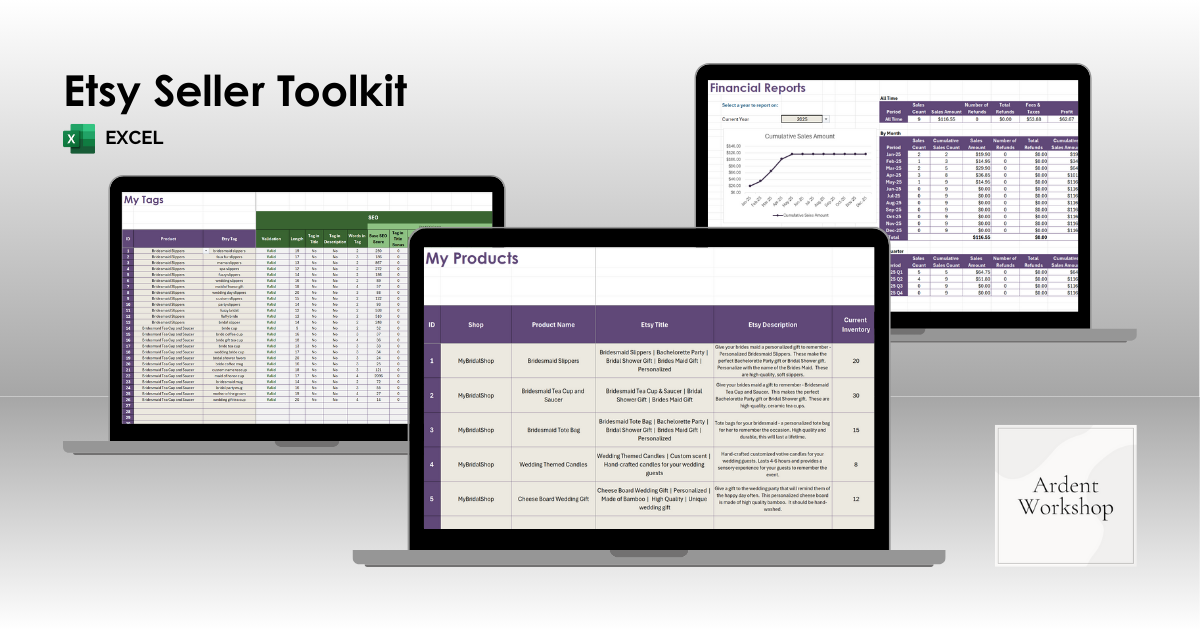 Etsy Seller Toolkit - Excel | Ardent Workshop
