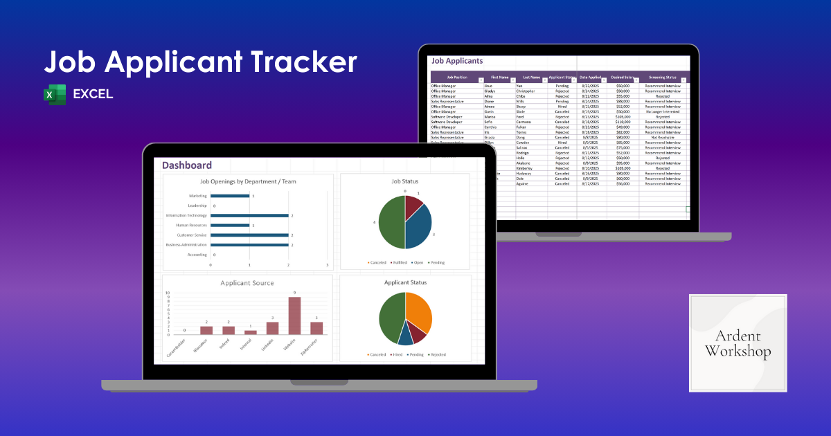 Job Applicant Tracker - Excel | Ardent Workshop