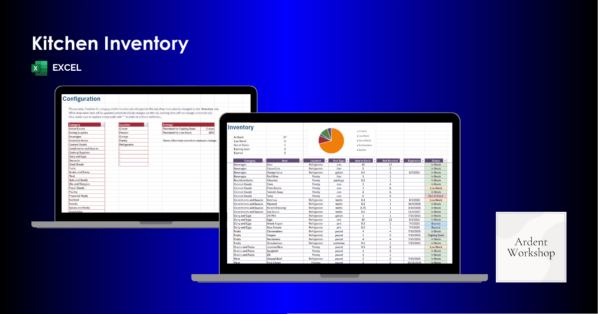 Kitchen Inventory - Excel | Ardent Workshop