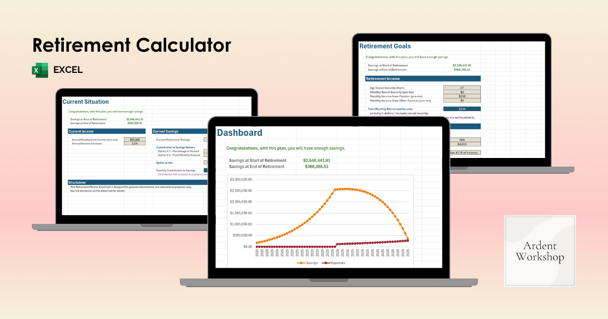 Retirement Calculator - Excel | Ardent Workshop